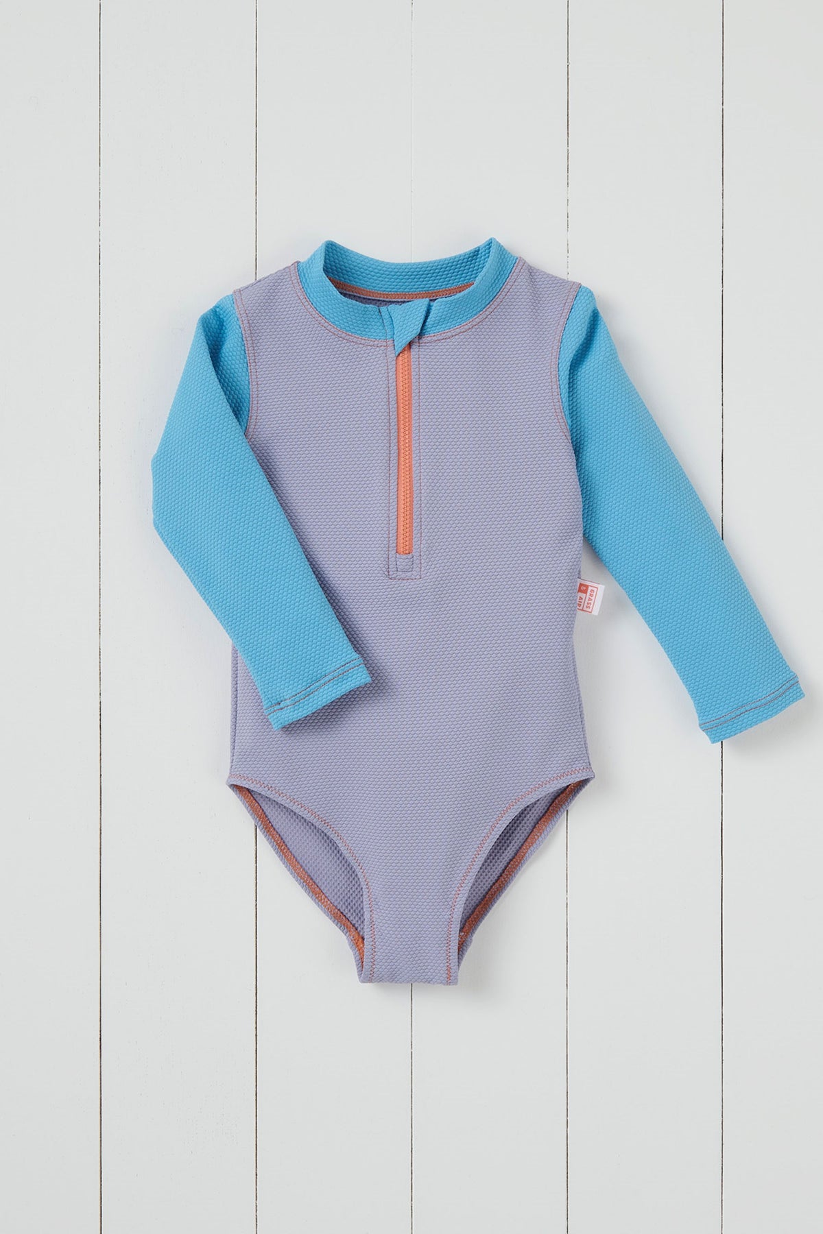 Lavender Ribbed Kids Long Sleeve Swimsuit